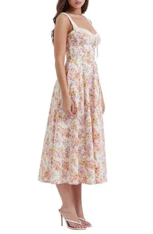 House Of Cb Sabrina Fit & Flare Dress - Ivory/pink Floral