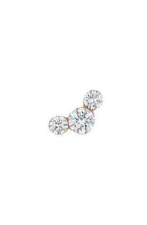 MARIA TASH Invisible Setting Three Diamond Stud Earring - Rose Gold