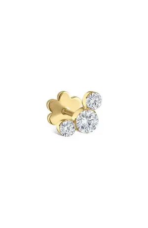 MARIA TASH Maria Tash Invisible Setting Three Diamond Stud Earring Yellow Gold