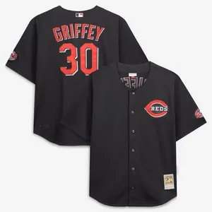 Mitchell & Ness Ken Griffey Jr. Cincinnati Reds Cooperstown Mesh Batting Practice Jersey - Black