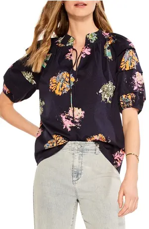 NIC+ZOE Bright Spot Smocked Neck Top