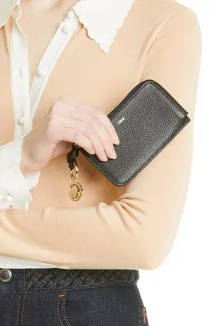 Chloé Alphabet Zip Leather Card Holder - Black 001