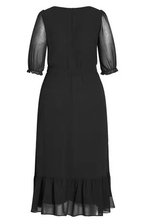 City Chic Evelyn Sheer Sleeve Midi Dress