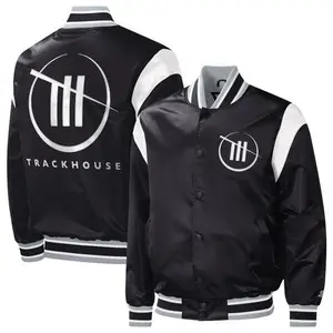 STARTER Trackhouse Racing Force Play Full-snap Varsity Jacket - Black