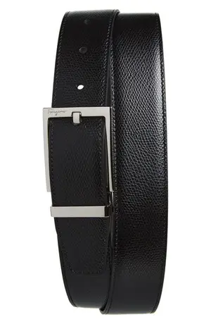 FERRAGAMO Classic Leather Reversible Belt - Nero Hickory