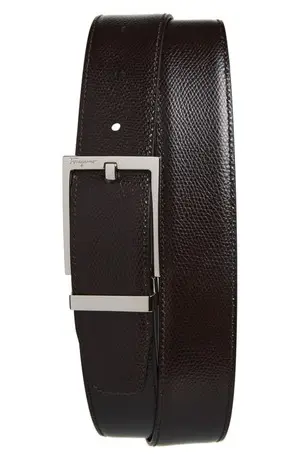FERRAGAMO Classic Leather Reversible Belt - Nero Hickory