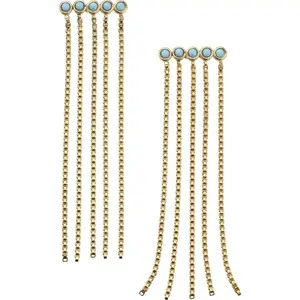 Jennifer Zeuner Jewelry Sivan Fringe Drop Earrings - 14k Yellow Gold Plated Silver