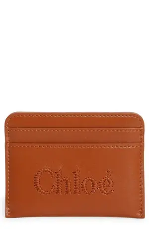 Chloé Sense Leather Card Case - 247 Caramel