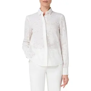 Akris Eyelet Poplin Blouse - Cream