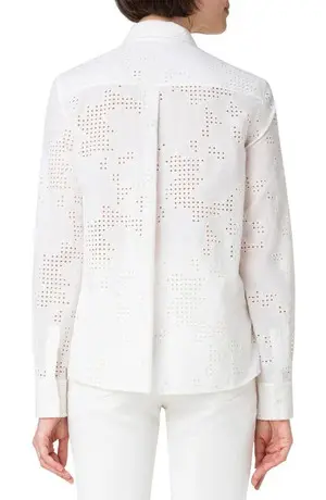 Akris Eyelet Poplin Blouse