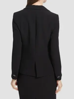 Giorgio Armani Silk Button-front Blazer - Black