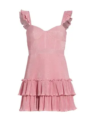 Saylor Lavenda Tiered Metallic Minidress