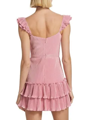 Saylor Lavenda Tiered Metallic Minidress