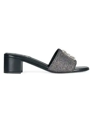 Givenchy Women's 4G Mules In Leather - Black Silvery - Size 6 - Black Silvery  - Black Silvery