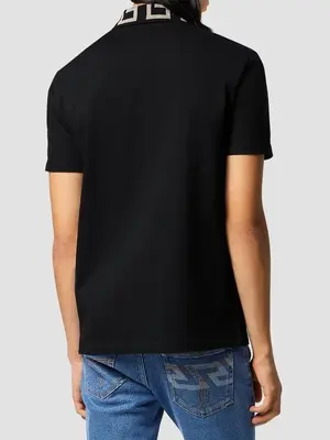 Versace Piquet Cotton Polo Shirt - Black