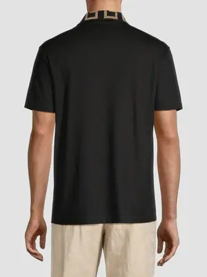 Versace Piquet Cotton Polo Shirt - Black