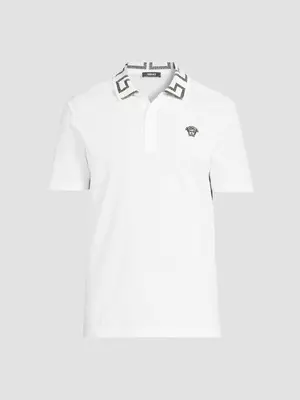 Versace Piquet Cotton Polo Shirt White Anthracite