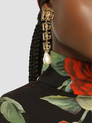 Dolce & Gabbana Goldtone & Imitation Pearl Monogram Clip-on Drop Earrings - Gold