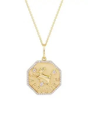 Saks Fifth Avenue Collection 14k Yellow Gold & 0.2 Tcw Diamond Zodiac Pendant Necklace - Capricorn