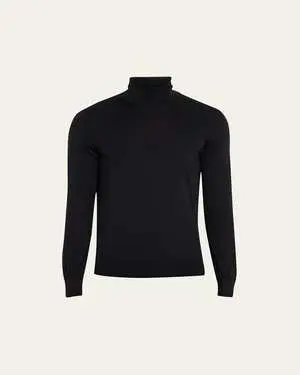 Zegna Cashmere-silk Turtleneck Sweater - Black Solid