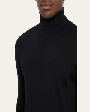 Zegna Cashmere-silk Turtleneck Sweater - Black Solid