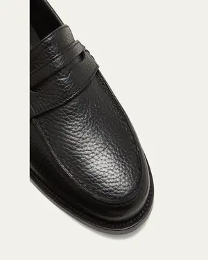 Manolo Blahnik Perrita Leather Penny Loafers - Black