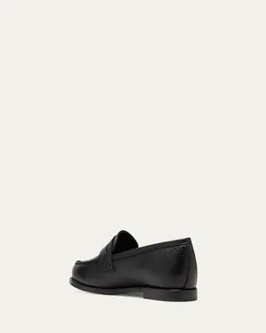 Manolo Blahnik Perrita Leather Penny Loafers - Black