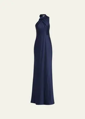 jason wu blue halter dress Gathered Linen Midi Dress