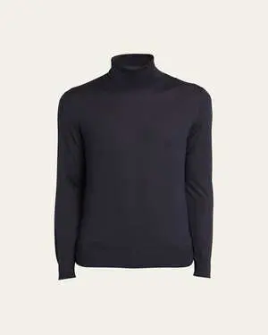 Zegna Cashseta Cashmere-silk Turtleneck Sweater - Navy Solid