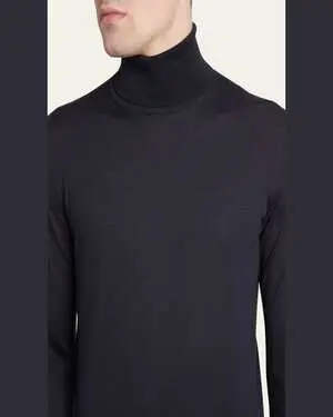 Zegna Cashseta Cashmere-silk Turtleneck Sweater - Navy Solid