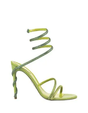 Rene Caovilla Lime Cleo Sandals With Crystals - Green