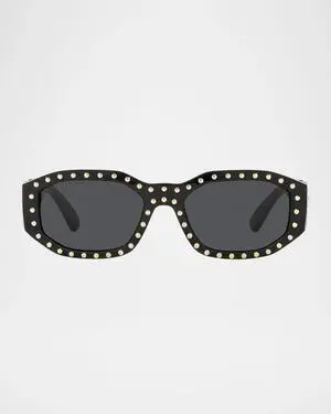 Versace Apos;s Geometric Propionate Sunglasses - Black Grey