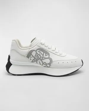 Alexander McQueen Sprint Leather Logo Runner Sneakers - White/gray