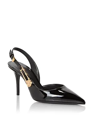 Versace Pointed Toe Slingback High Heel Pumps