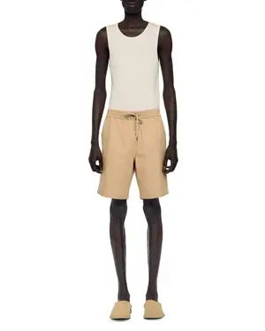 Sandro Regular Fit Cotton-blend Shorts - Beige