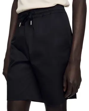 Sandro Regular Fit Cotton-blend Shorts - Black