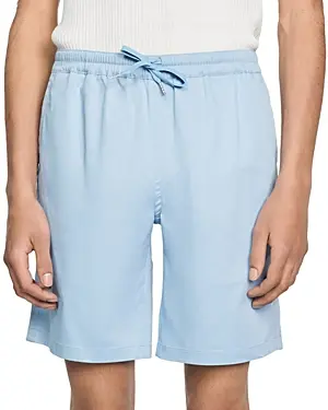 Sandro Sandro Regular Fit Cotton-Blend Shorts Sky Blue