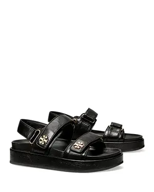 Women's Crinkled Patent Leather Platform Slides