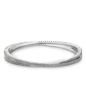Lagos Sterling And 18k Yellow Gold Diamond Bangle Bracelet - Silver