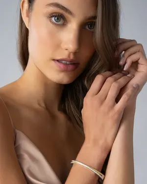 Lagos Sterling And 18k Yellow Gold Diamond Bangle Bracelet - Silver