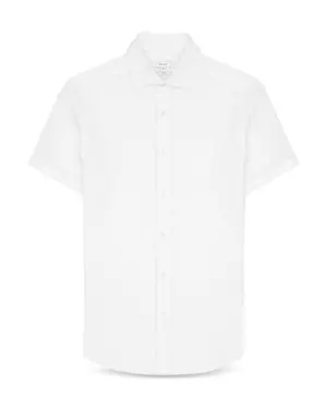 REISS Holiday Slim Fit Short Sleeve Linen Shirt - White