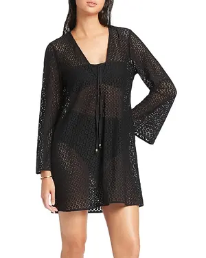 JETS Stretch Lace Kaftan Cover-up - Black