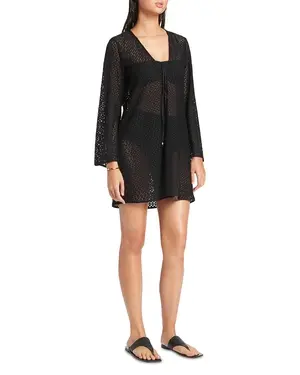 JETS Stretch Lace Kaftan Cover-up - Black