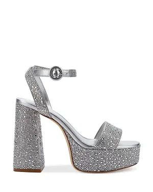 Larroude Dolly Ankle Strap Platform High Heel Sandals - Grey