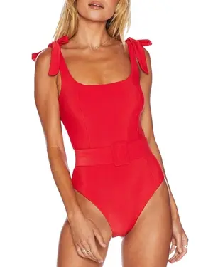 Beach Riot Sydney Belted One-piece Swimsuit - Red