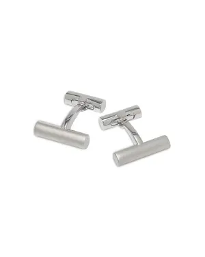 LINK UP Two Tone Rhodium Plated Bar Cufflinks - Silver