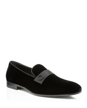 FERRAGAMO Lapo Smoking Slipper Loafers - Nero