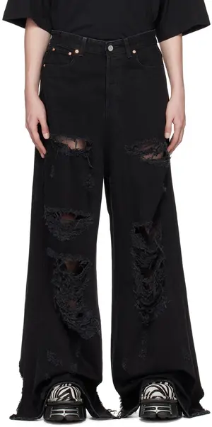 Vetements VETEMENTS Black Destroyed Jeans - Black
