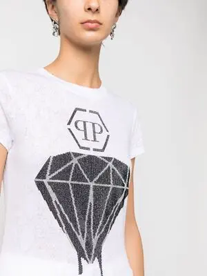 Philipp Plein Snakeskin-print Cotton T-shirt - White