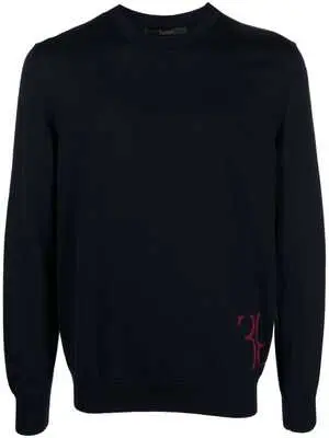 BILLIONAIRE Monogram-embroidered Knitted Jumper - Blue